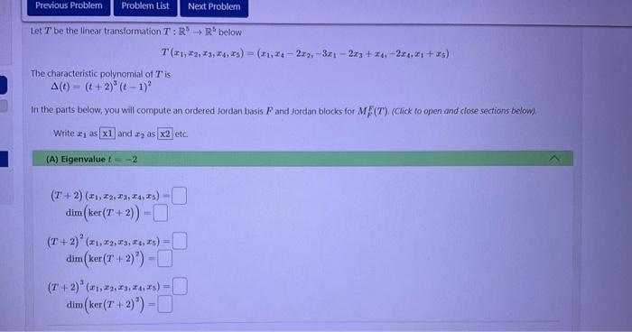Solved Let T Be The Linear Transformation T R3→r5 Below