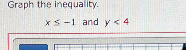 Solved Graph the inequality.x≤-1 ﻿and y