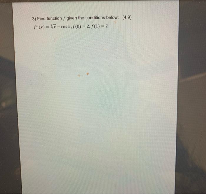 Solved 3) Find function f given the conditions below: (4.9) | Chegg.com