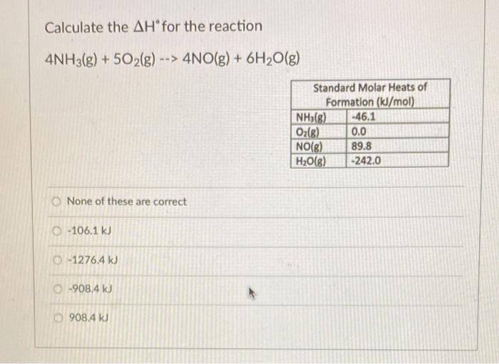Solved Calculate the AH°for the reaction 4NH3(g) + 5O2(g) | Chegg.com