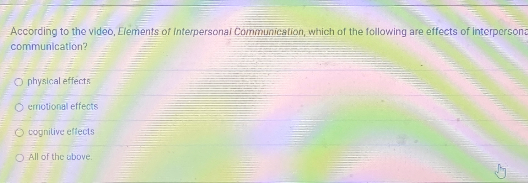 Solved According to the video, Elements of Interpersonal | Chegg.com