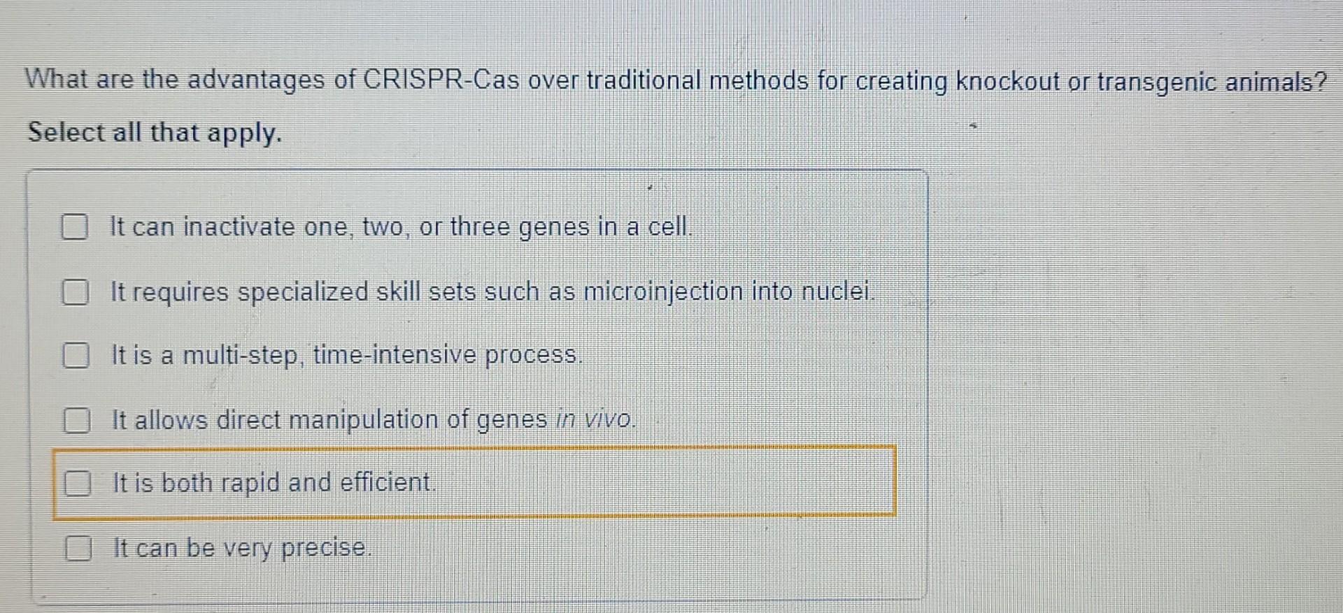 Solved What are the advantages of CRISPR-Cas over | Chegg.com