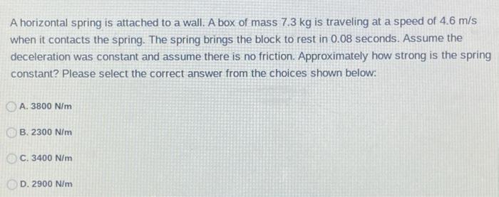 Solved A horizontal spring is attached to a wall. A box of | Chegg.com