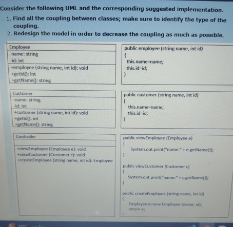 Solved Consider the following UML and the corresponding | Chegg.com