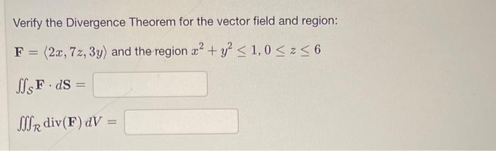 Solved Verify the Divergence Theorem for the vector field | Chegg.com