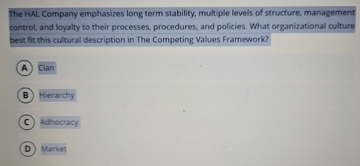 Solved The HAL Company emphasizes long term stability, | Chegg.com