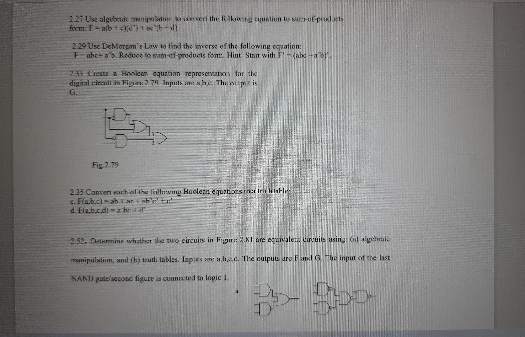 Solved 227 Use Algebraic Manipulation To Convert The 4821