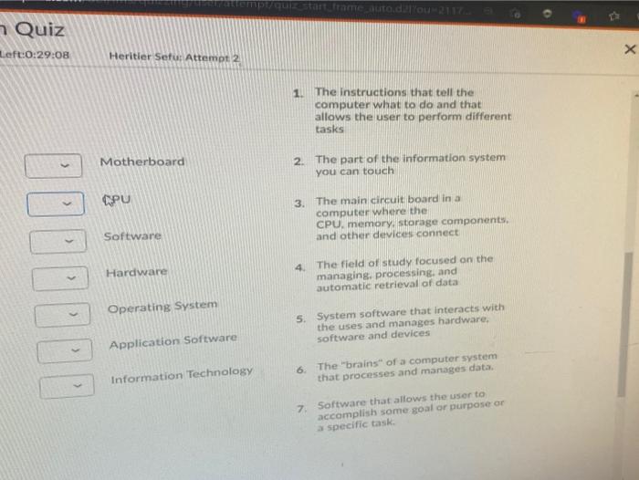 Solved mpt quasant framewodou 2017. Quiz х Left:0:29:08 | Chegg.com
