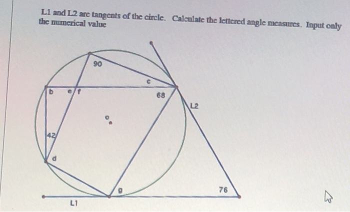 Solved L1 and L2 are tangents of the circle. Calculate the | Chegg.com