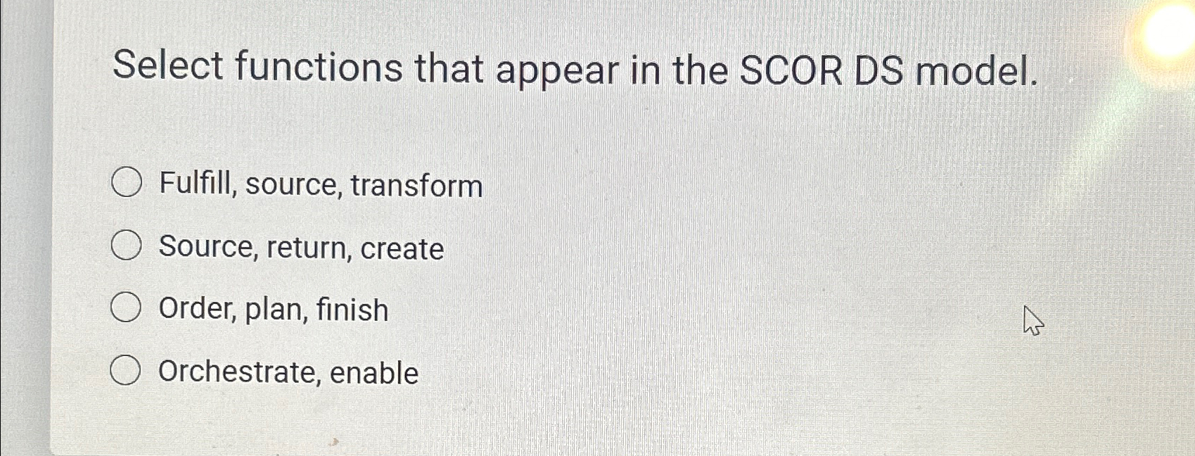 Solved Select functions that appear in the SCOR DS | Chegg.com