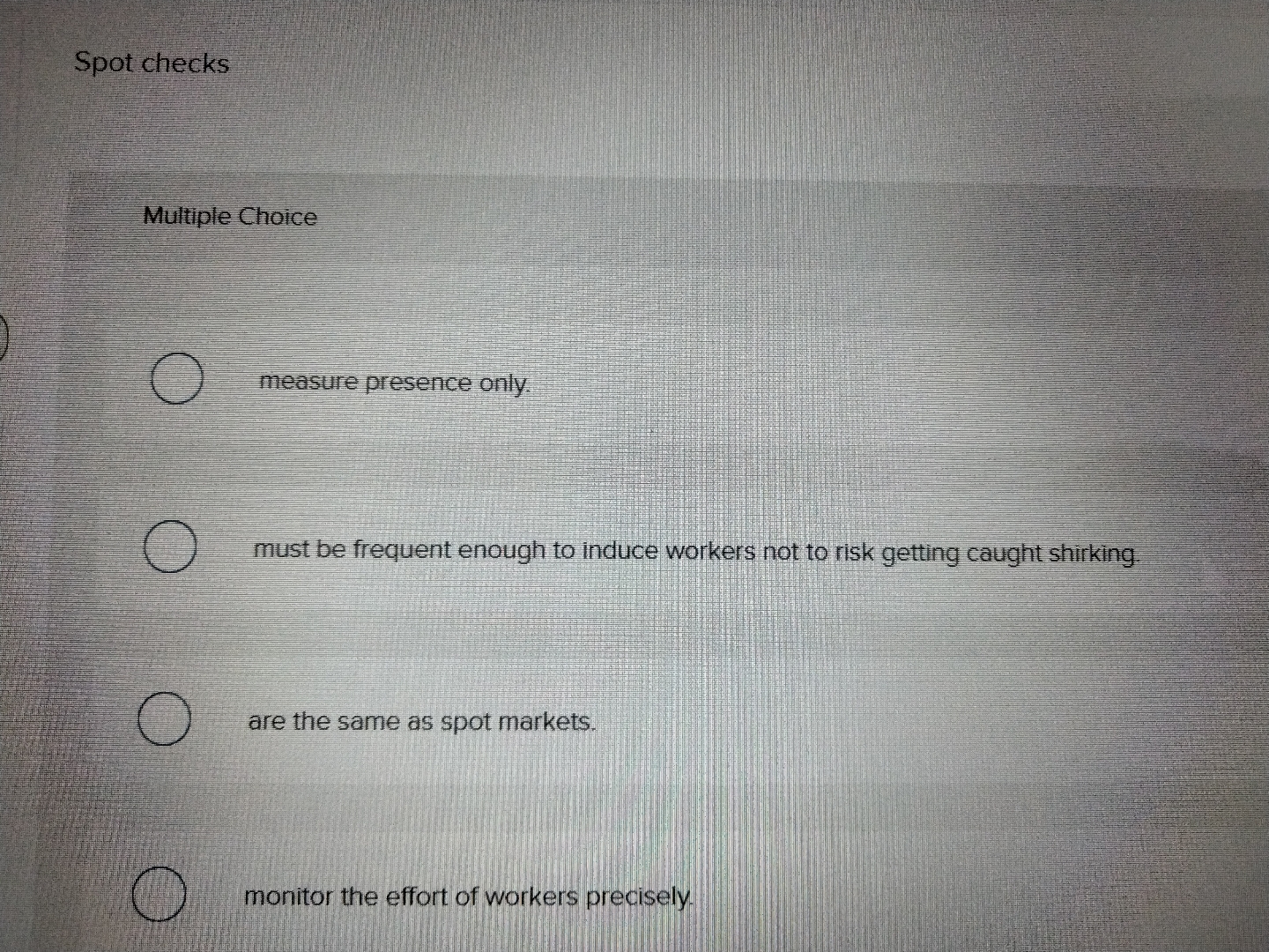 Solved Spot checksMultiple Choicemeasure presence only.must | Chegg.com