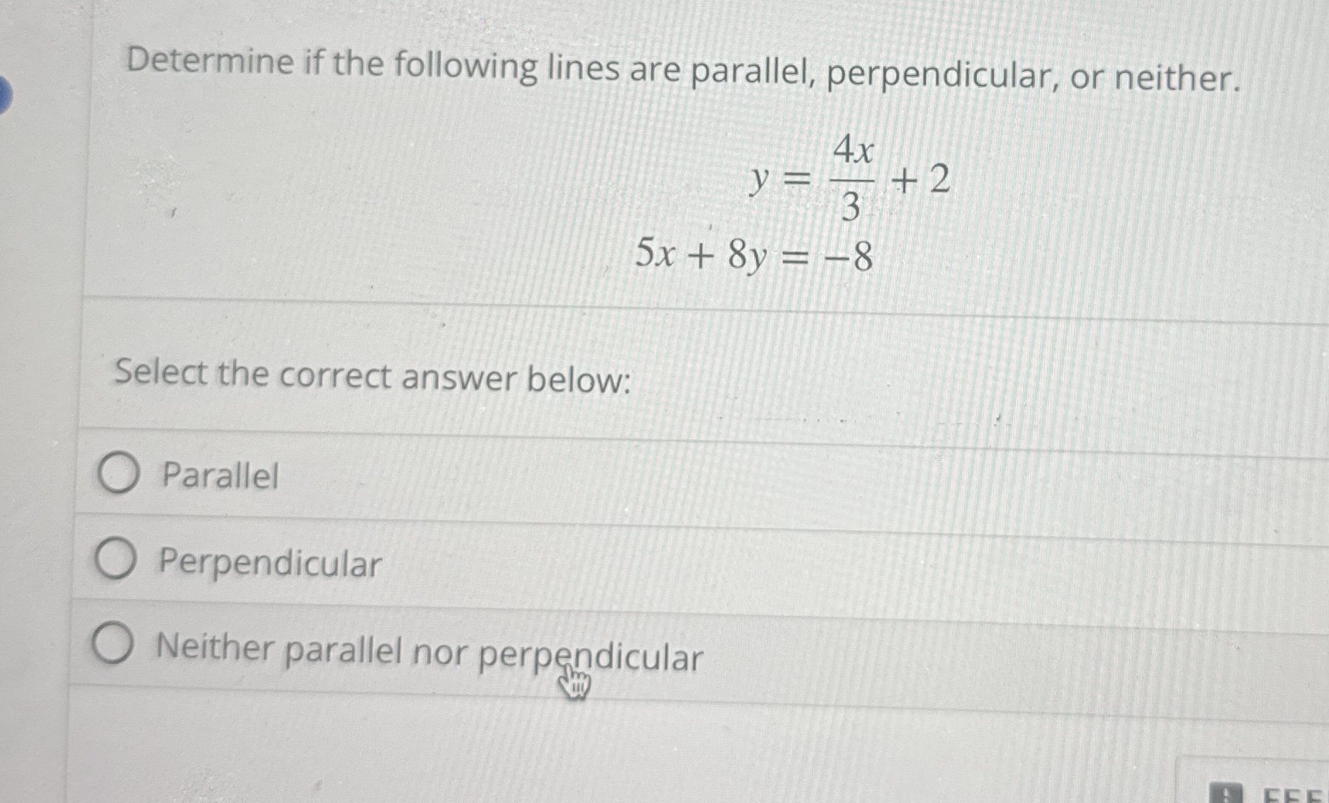 Solved Determine if the following lines are parallel, | Chegg.com