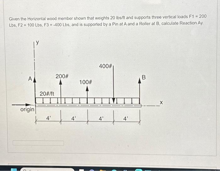 Solved Given the Horizontal wood member shown that weights | Chegg.com