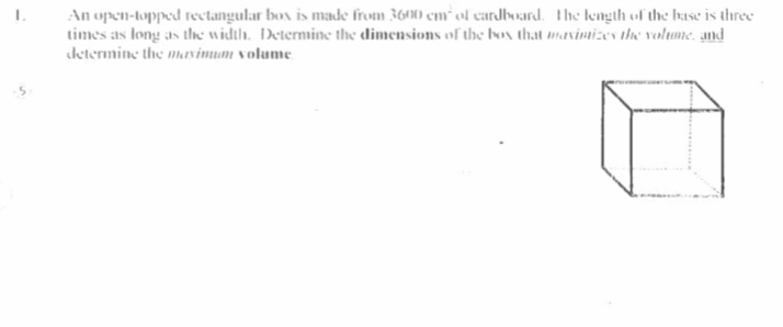 Solved An open-topped rectangular box is made from 3600 ﻿cm | Chegg.com