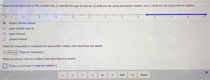Solved Given the set sketched on the number line, a) | Chegg.com