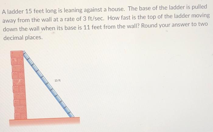Solved A ladder 15 feet long is leaning against a house. The | Chegg.com