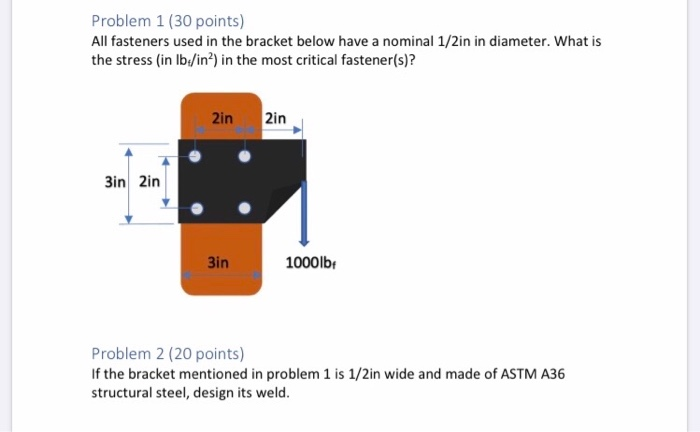 Solved Problem 1 (30 points) All fasteners used in the | Chegg.com