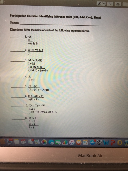 Solved Partielpation Exercise: Identifying inference rules | Chegg.com