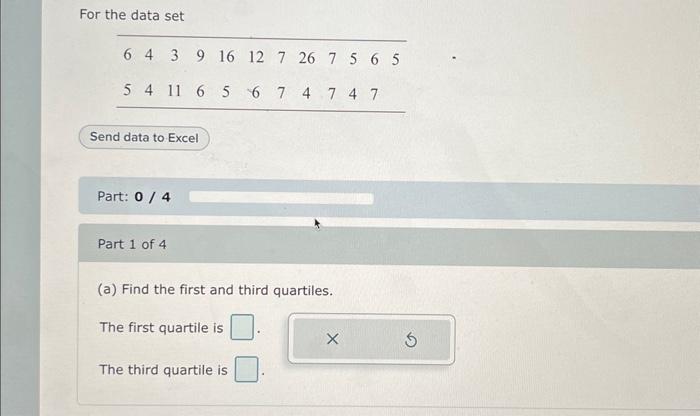 Solved For the data set Part: 0 / 4 Part 1 of 4 (a) Find the | Chegg.com