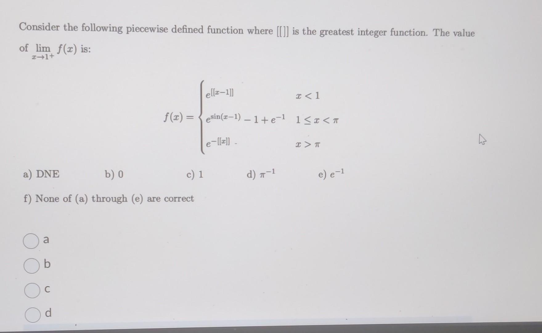 Solved Consider the following piecewise defined function | Chegg.com