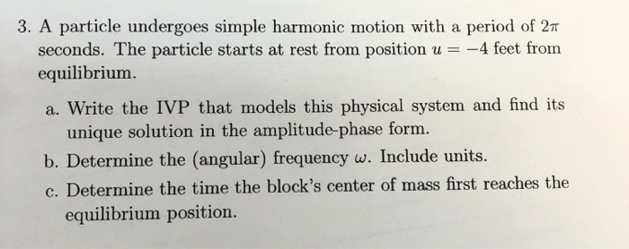 Solved 3. A particle undergoes simple harmonic motion with a | Chegg.com