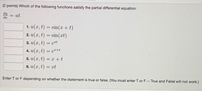 Solved (2 points) Which of the following functions satisfy | Chegg.com
