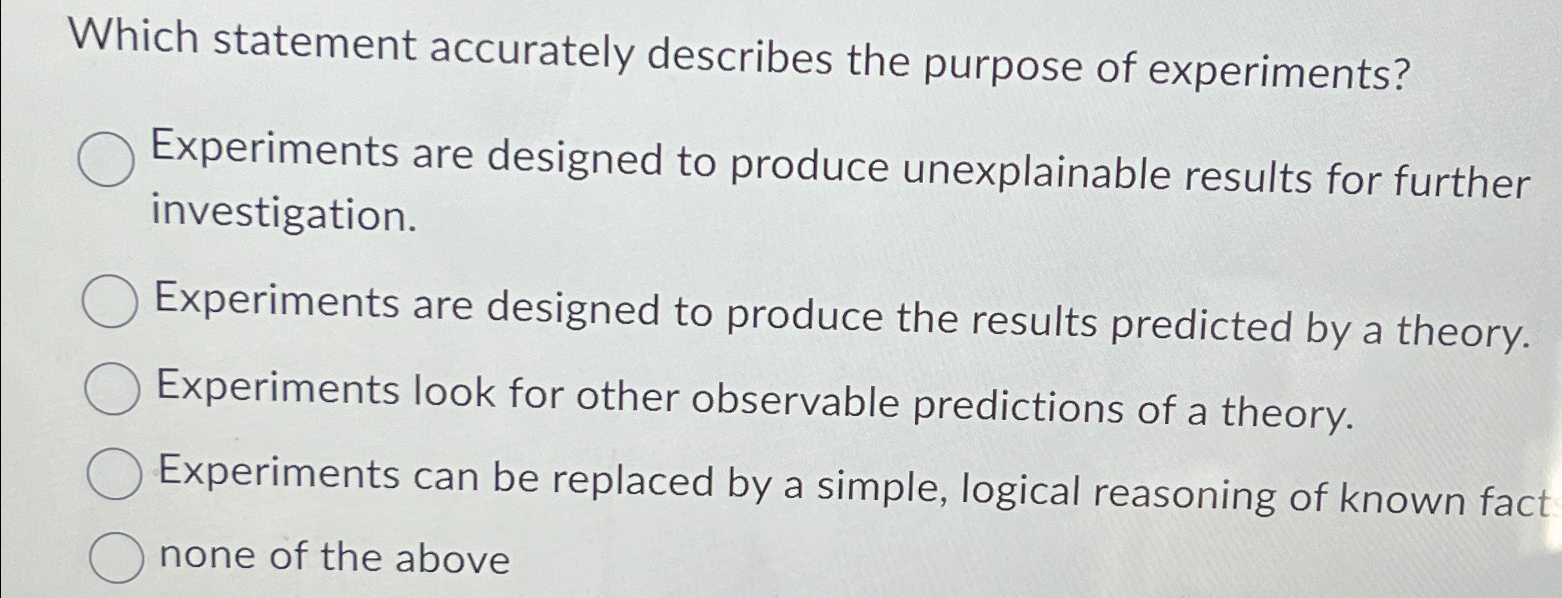 Solved Which statement accurately describes the purpose of | Chegg.com