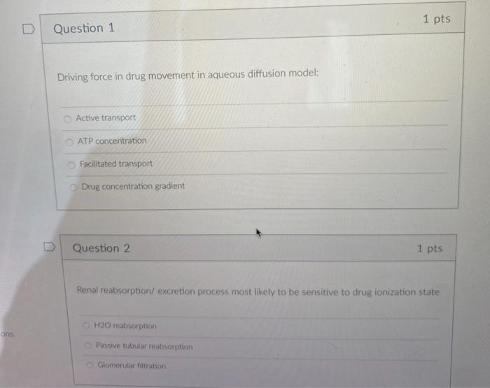 Solved Driving force in drug movement in aqueous diffusion | Chegg.com