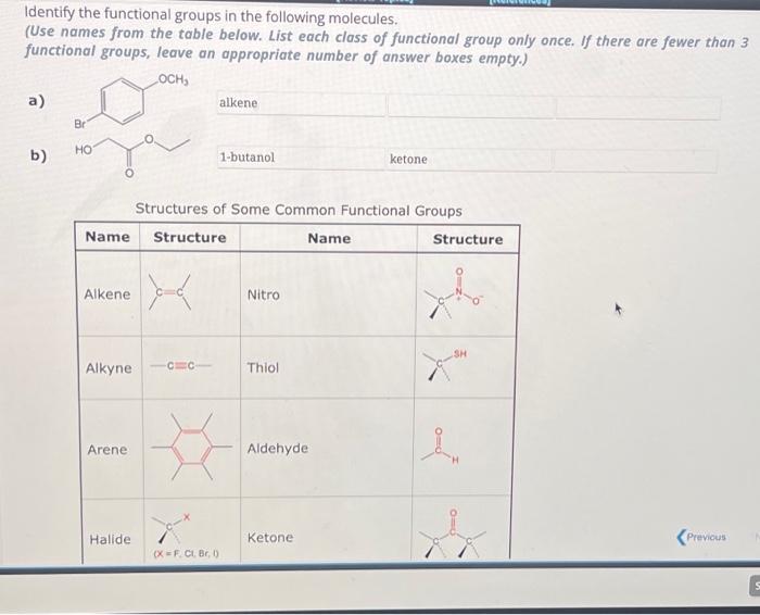 Solved Identify the functional groups in the following | Chegg.com