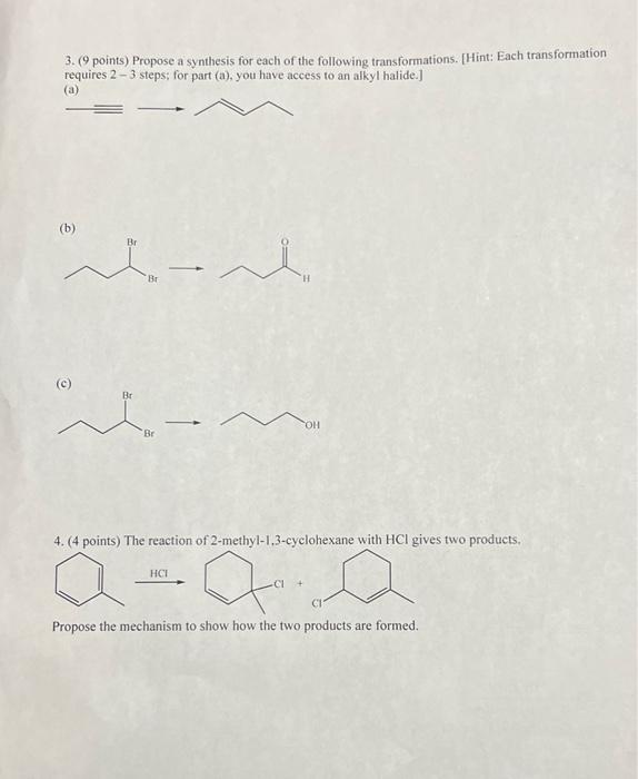 Solved 3. (9 points) Propose a synthesis for each of the | Chegg.com