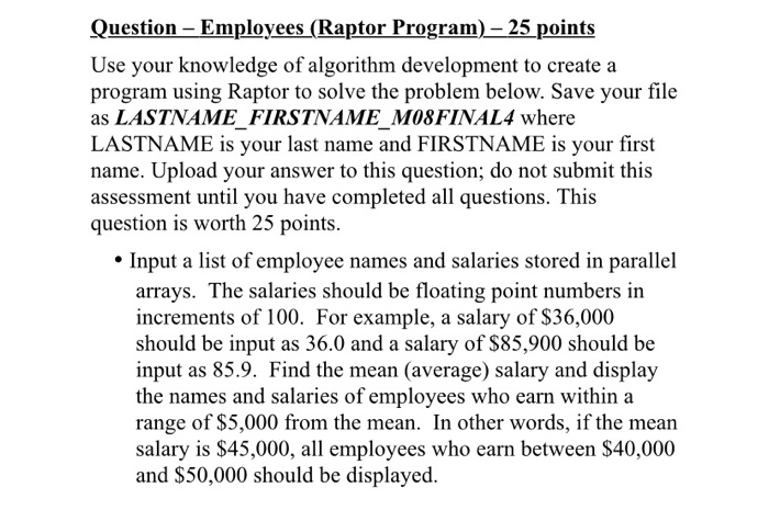 Solved Question - Employees (Raptor Program) – 25 points Use | Chegg.com