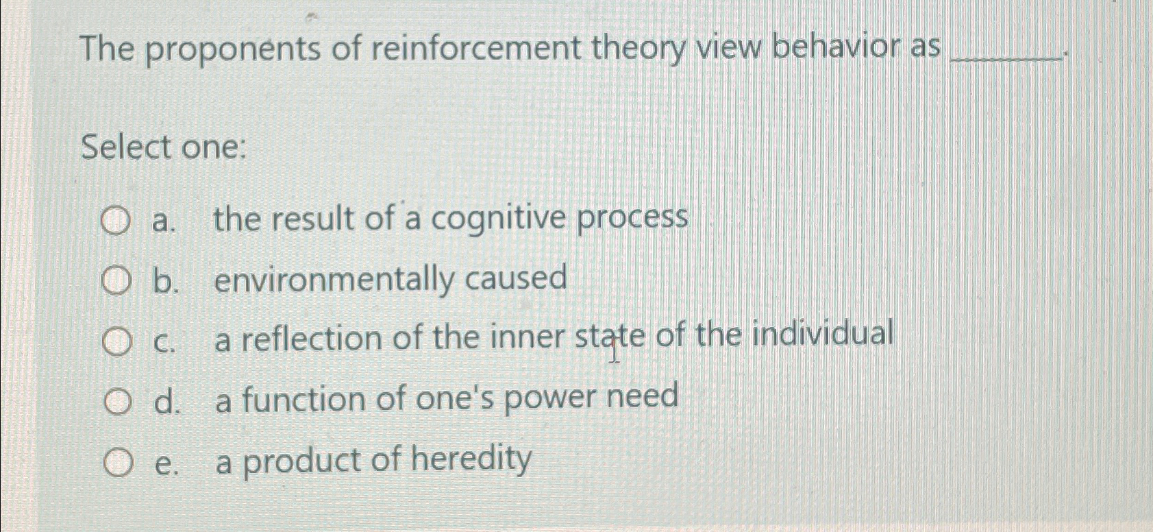 Solved The proponents of reinforcement theory view behavior | Chegg.com