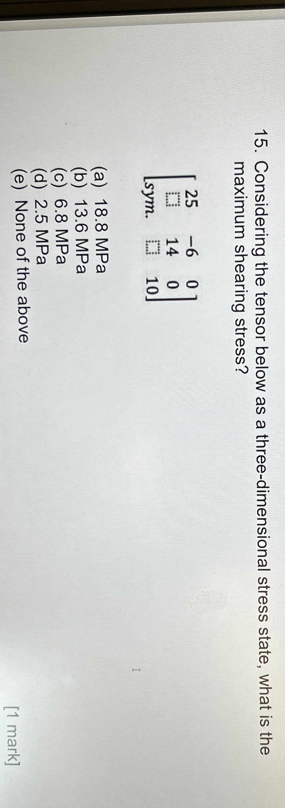 Solved Considering the tensor below as a three-dimensional | Chegg.com