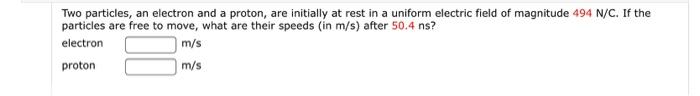 Solved Two Particles An Electron And A Proton Are