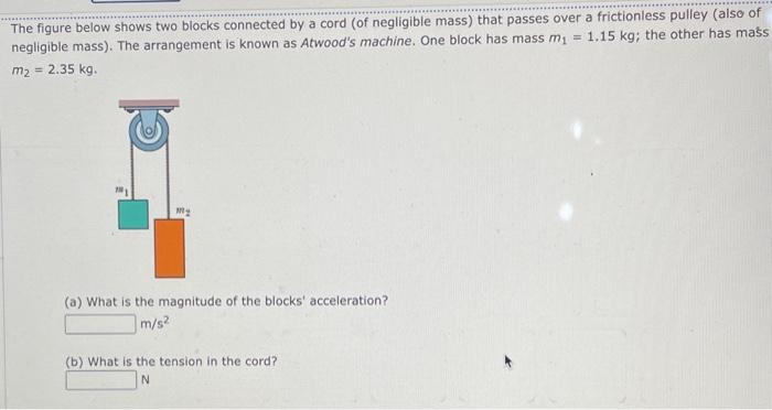 Solved The figure below shows two blocks connected by a cord | Chegg.com