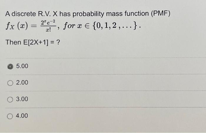 Solved A discrete R.V. X has probability mass function (PMF) | Chegg.com