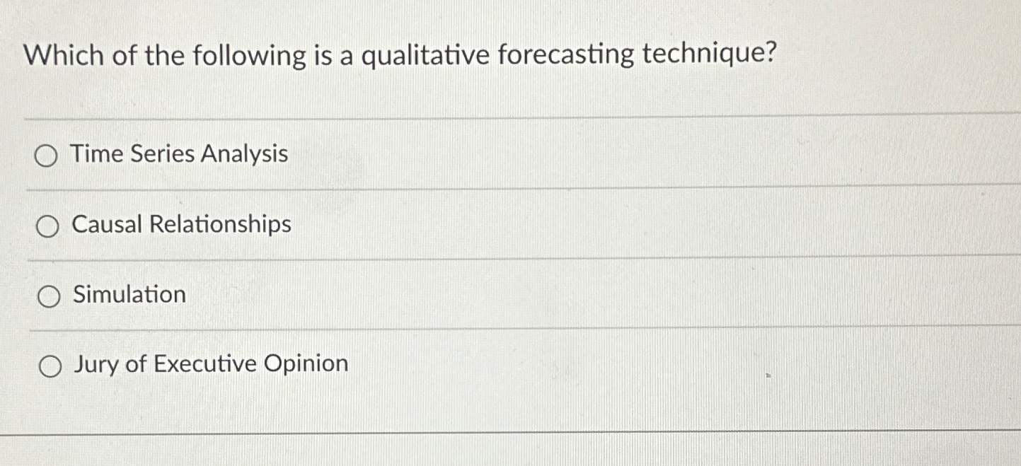 Solved Which Of The Following Is A Qualitative Forecasting