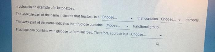 Solved Fructose is an example of a ketohexose. The-hexose | Chegg.com