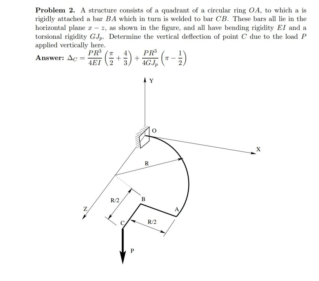 Solved Problem 2. A structure consists of a quadrant of a | Chegg.com