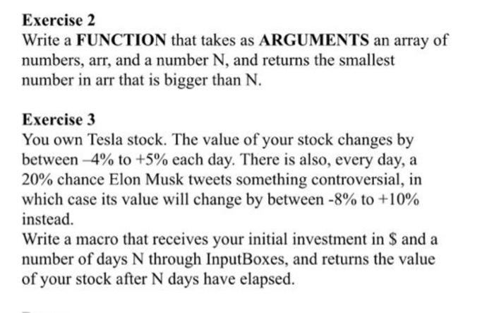 Solved Exercise 2Write a FUNCTION that takes as ARGUMENTS an | Chegg.com