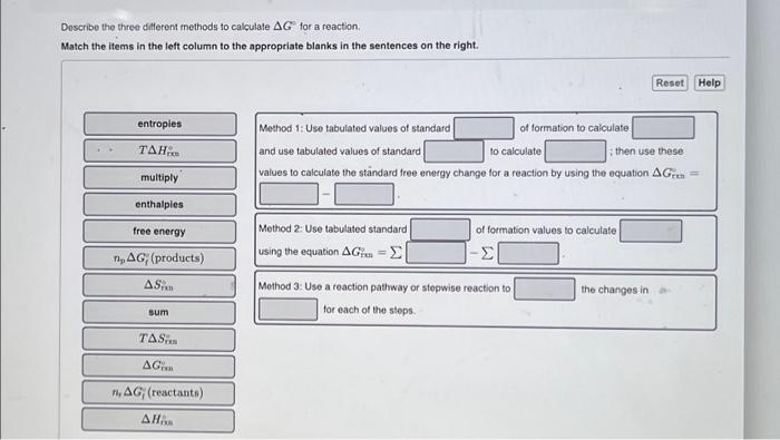 Solved Describe the three different methods to calculate AG | Chegg.com