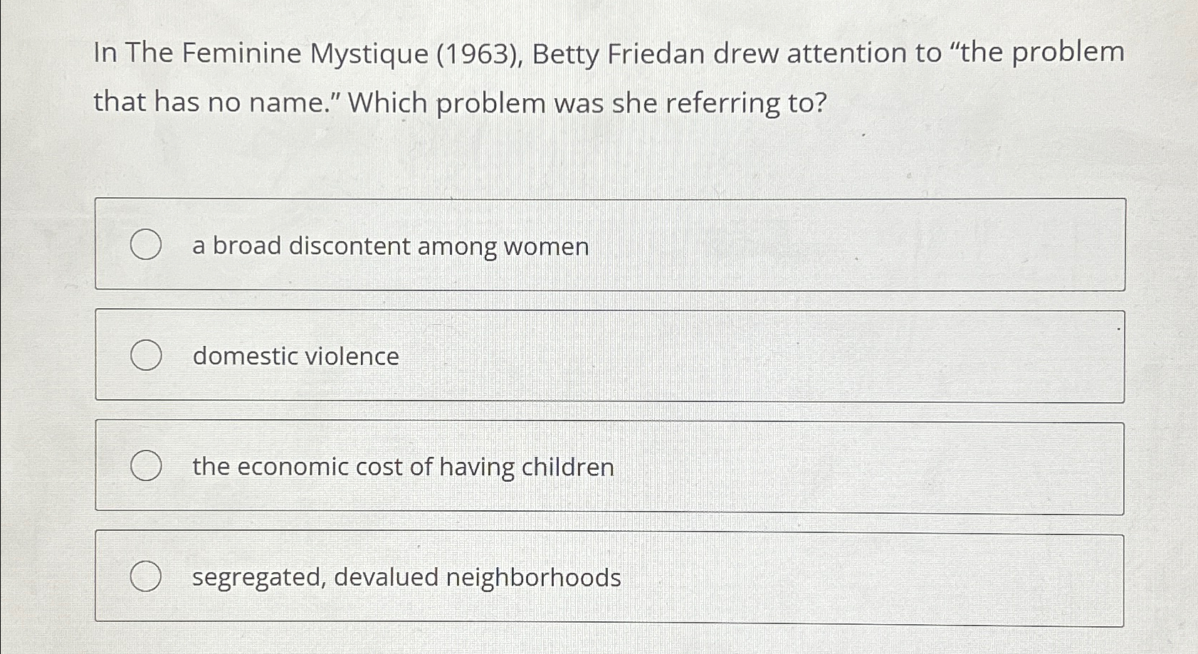 Solved In The Feminine Mystique (1963), ﻿Betty Friedan drew | Chegg.com