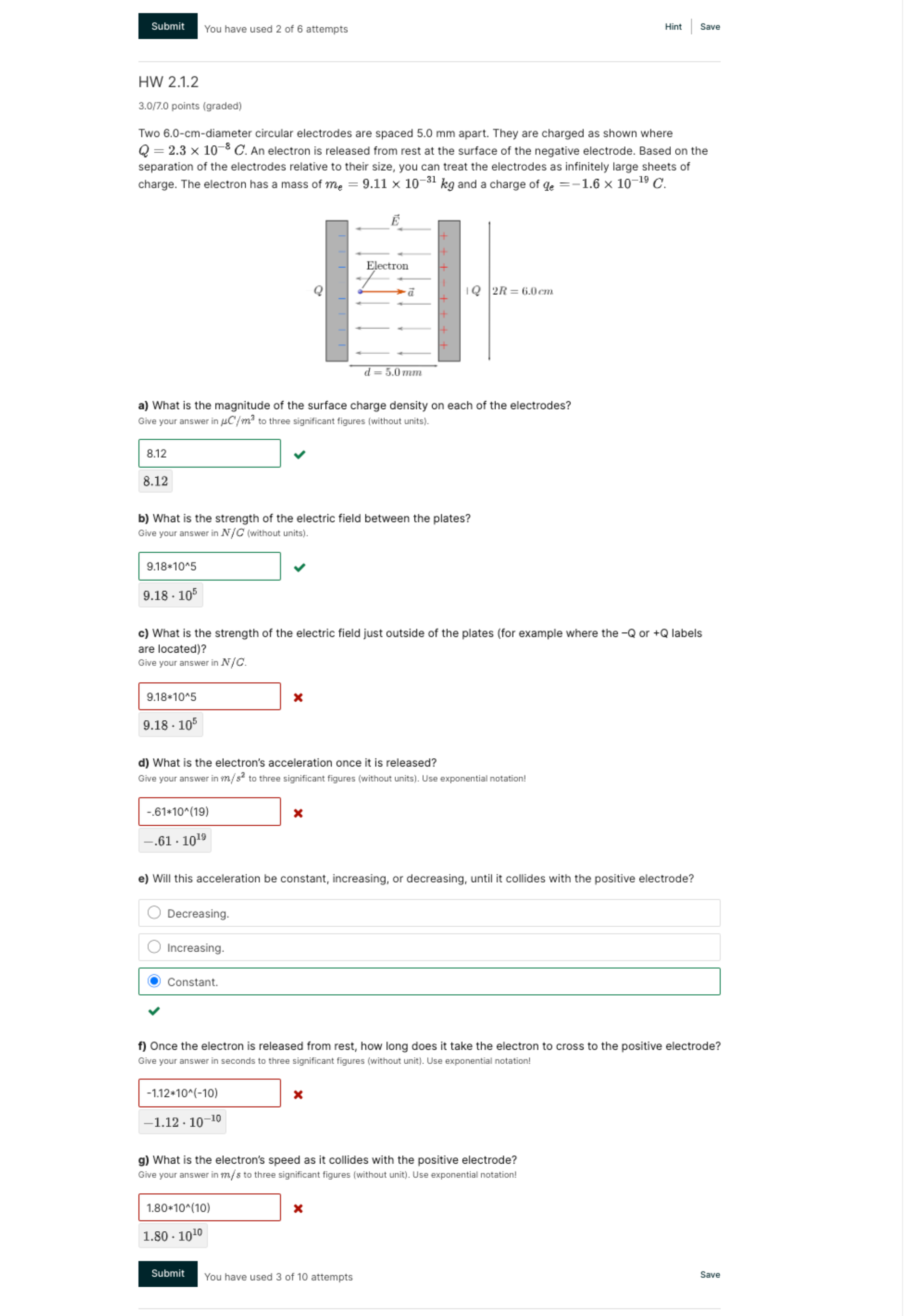 Solved HW 2.1.23.0/7.0 ﻿points (graded)Two 6.0 -cm-diameter | Chegg.com