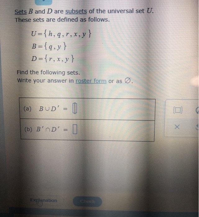 Solved Sets B and D are subsets of the universal set U. | Chegg.com