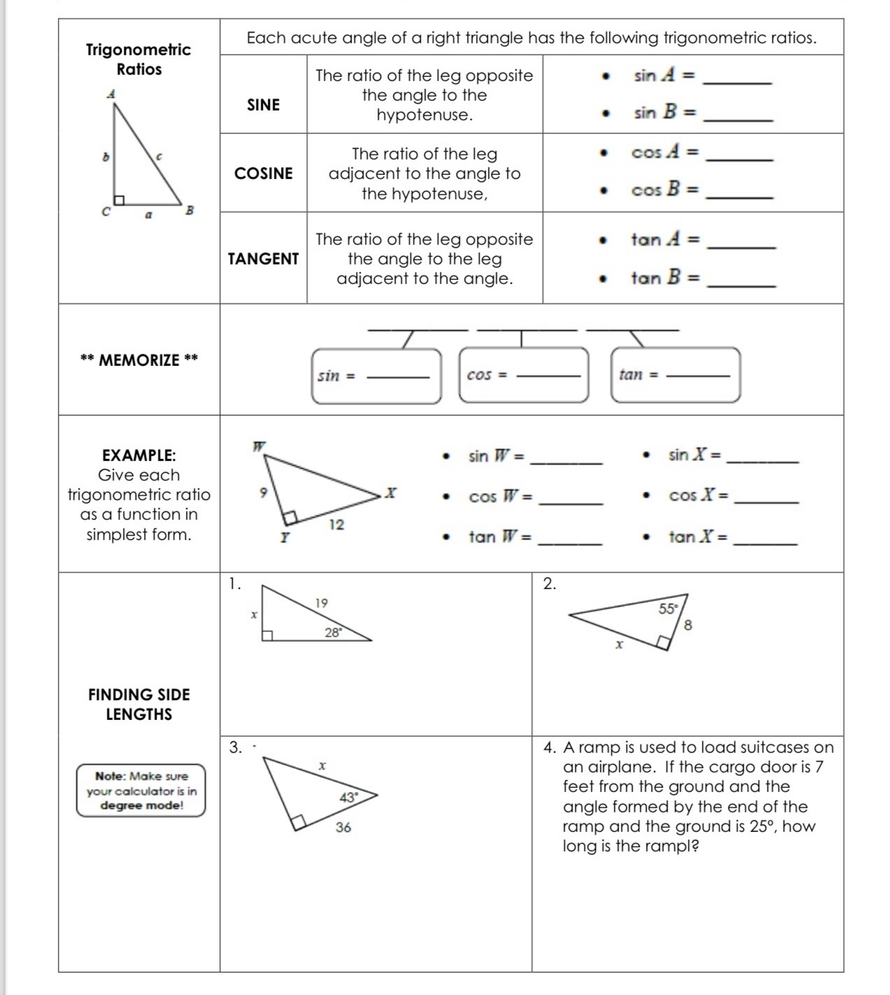 Solved \table[[\table[[Trigonometric],[Ratios]],Each acute | Chegg.com