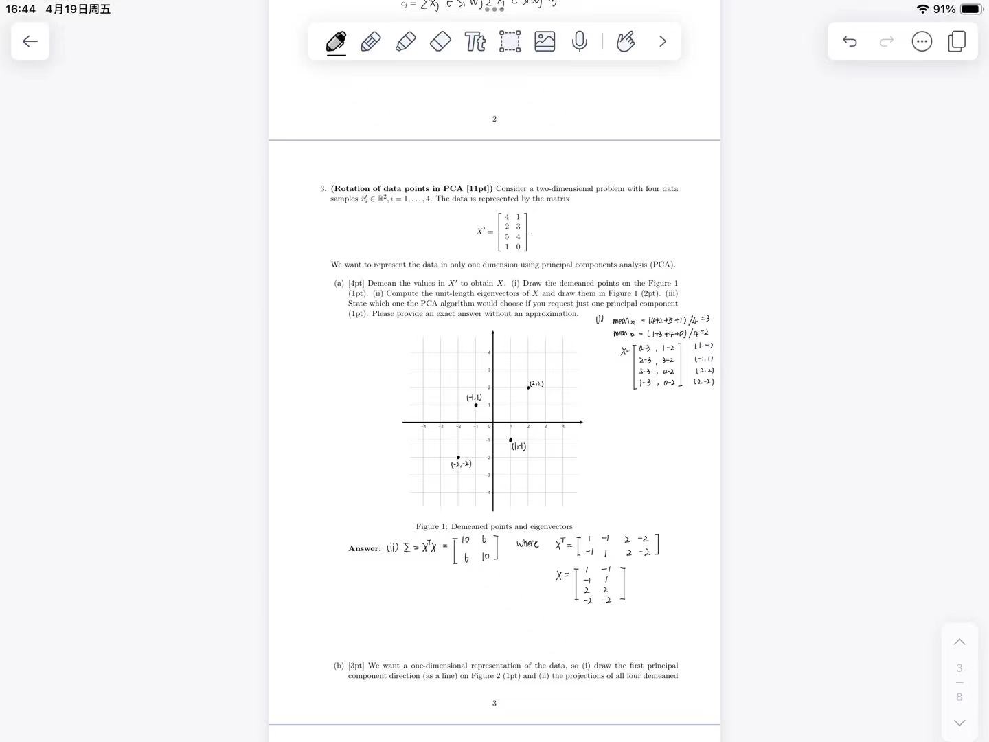 Solved (Rotation of data points in PCA [11pt]) ﻿Consider a | Chegg.com