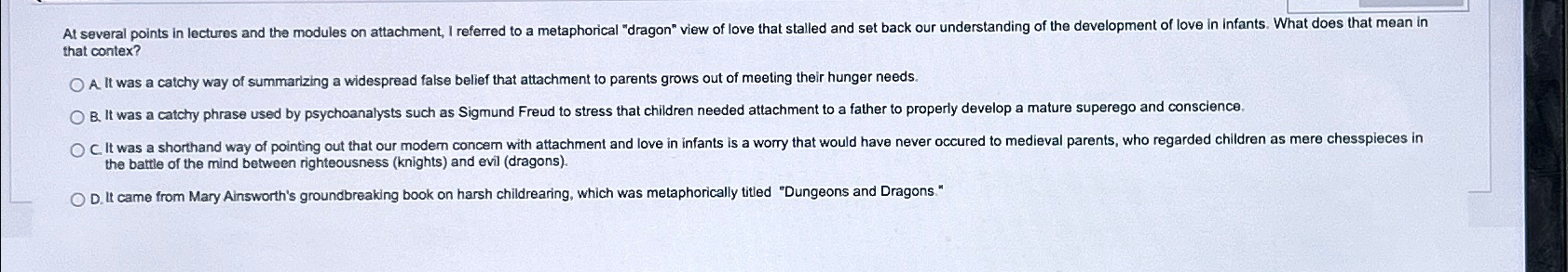 Solved that contex?A. ﻿It was a catchy way of summarizing a | Chegg.com