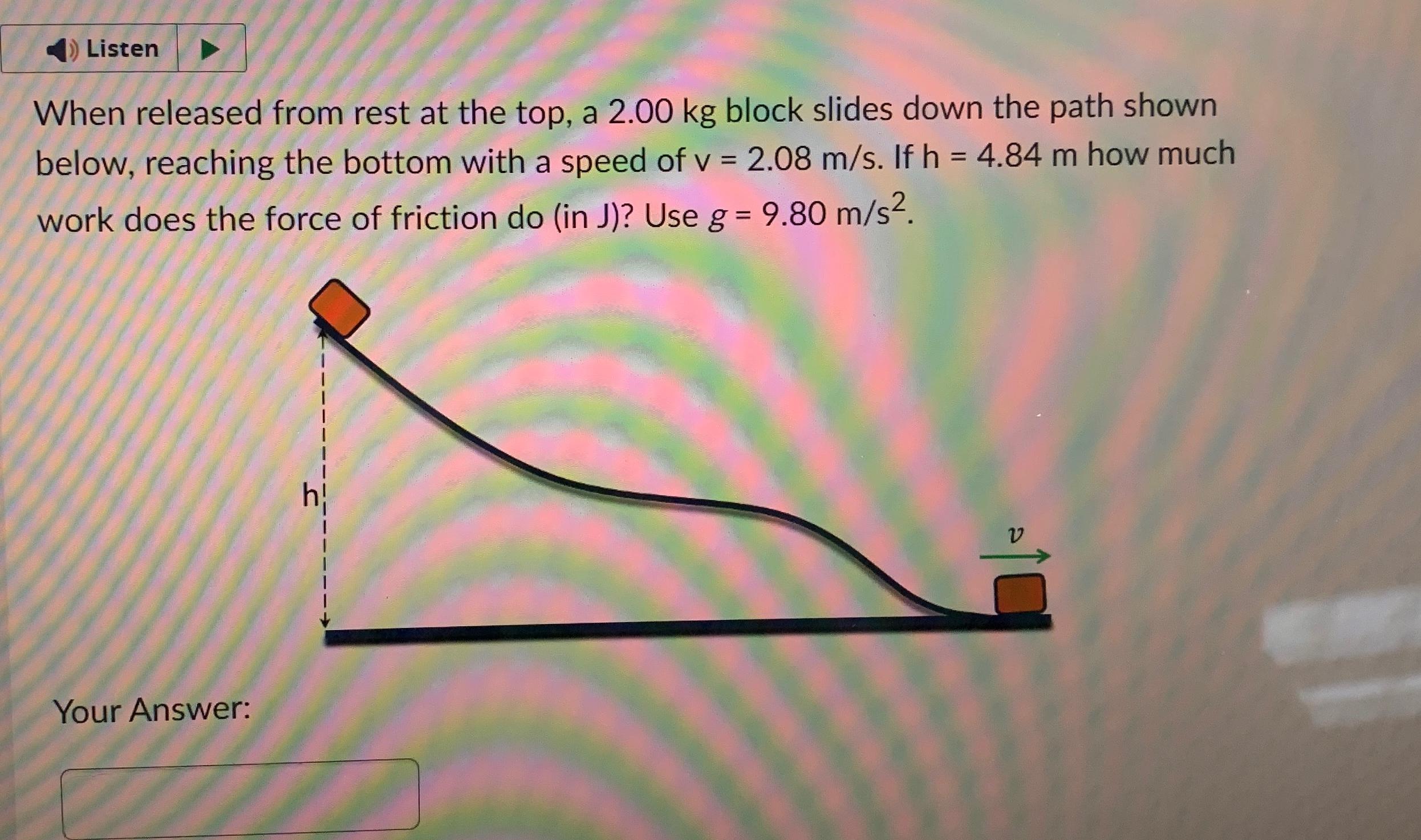 Solved When Released From Rest At The Top A 2 00kg ﻿block