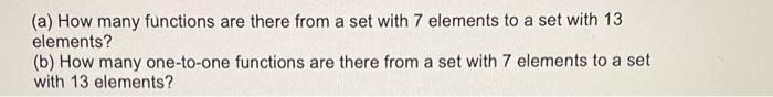 Solved (a) How many functions are there from a set with 7 | Chegg.com
