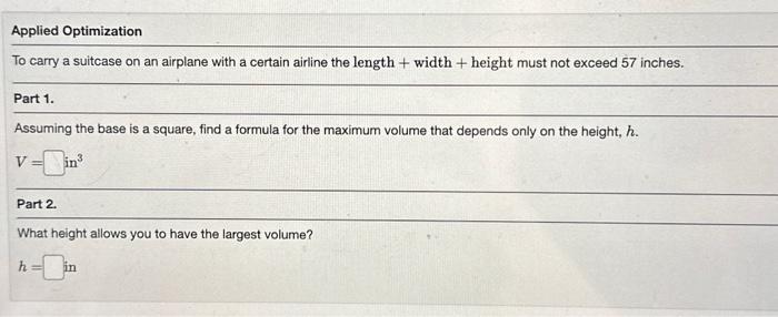 Assuming the base is a square, find a formula for the | Chegg.com